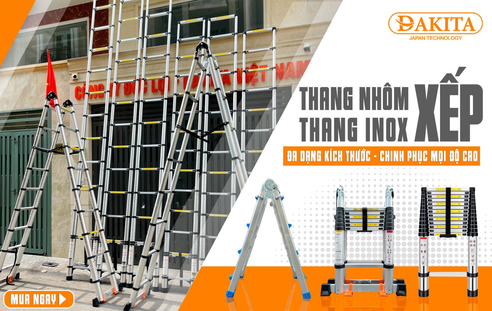 Thang Nhôm Xếp - Thang Gấp - Thang Nhôm Rút Chữ A Giá Rẻ | Đức Lợi